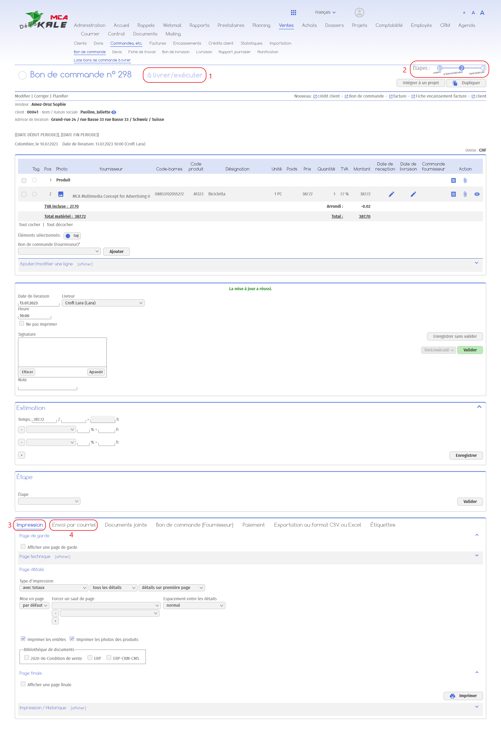 Créer un nouveau bon de commande | mcakalescience.com